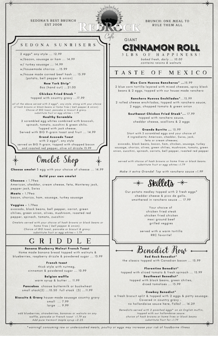 Menu - Red Rock Cafe