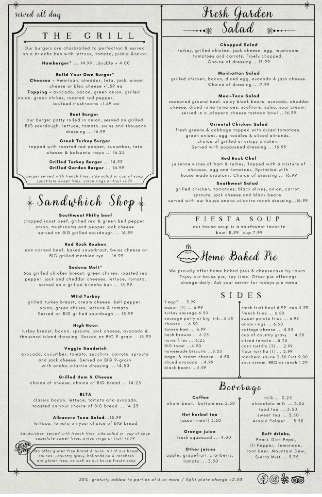Menu - Red Rock Cafe